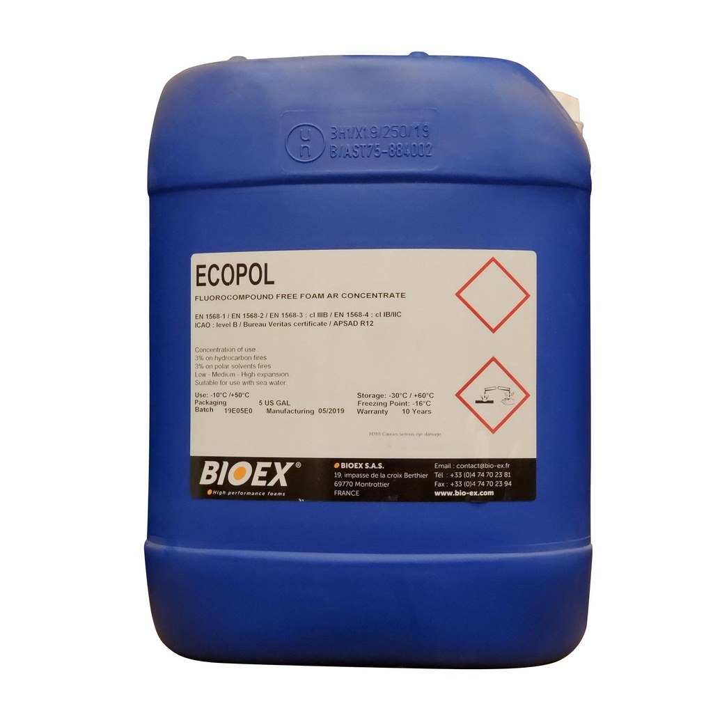 ECOPOL 3 Class B foam Fluorine-Free AFFF-AR - 5 gallon (19L) pail ...